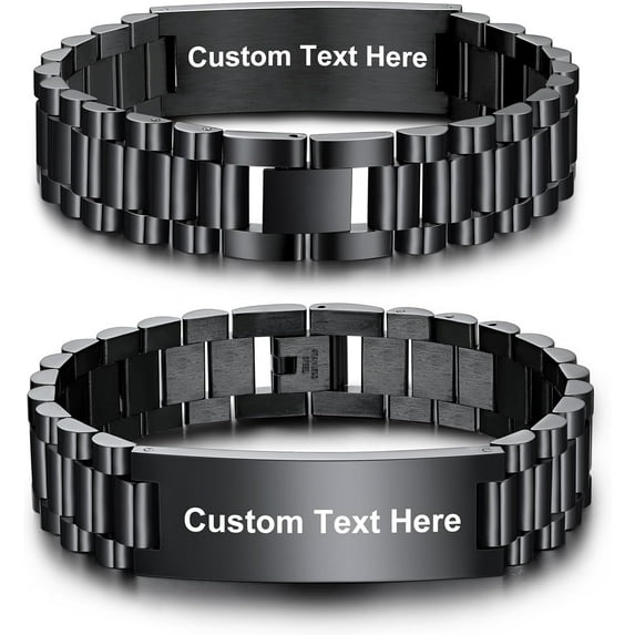 Customized ID Bracelets for Men, Stainless Steel Cuban Chain Bracelets ...