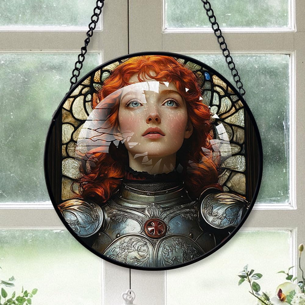Customized Joan of Arc Stained Glass, Joan of Arc Glass Panel Sun ...