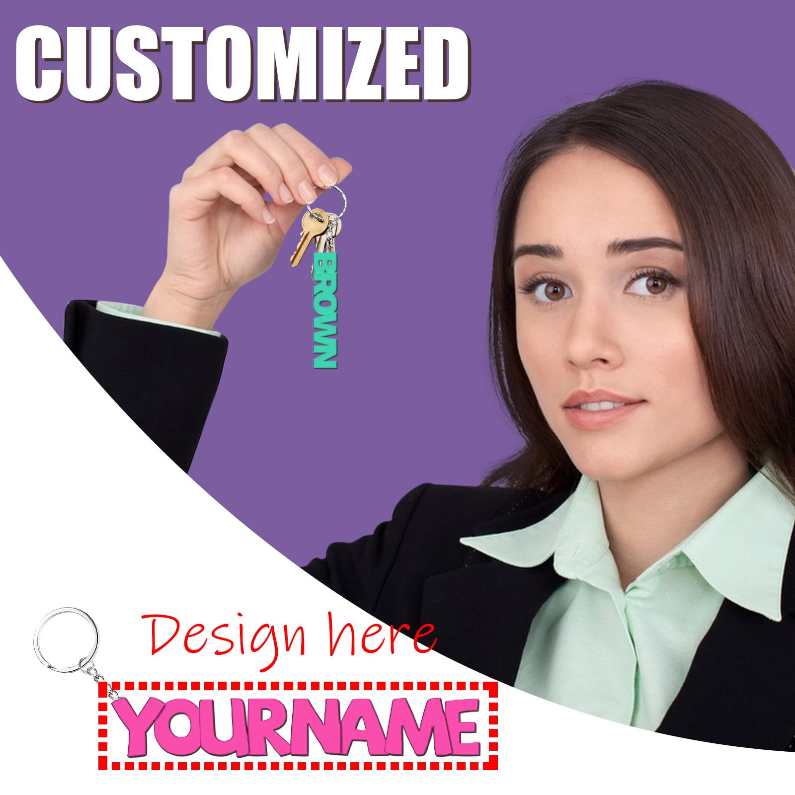 Customized Keychain Gift Keychain With 3D Printed Fonts - Walmart.com