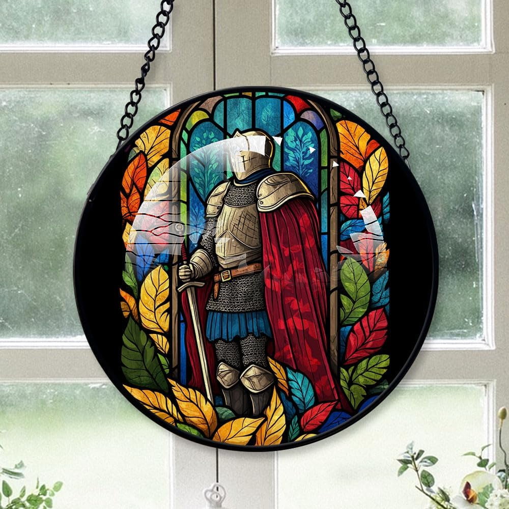 Customized Knight Suncatcher Stained Glass, Knight Gifts for Women for ...