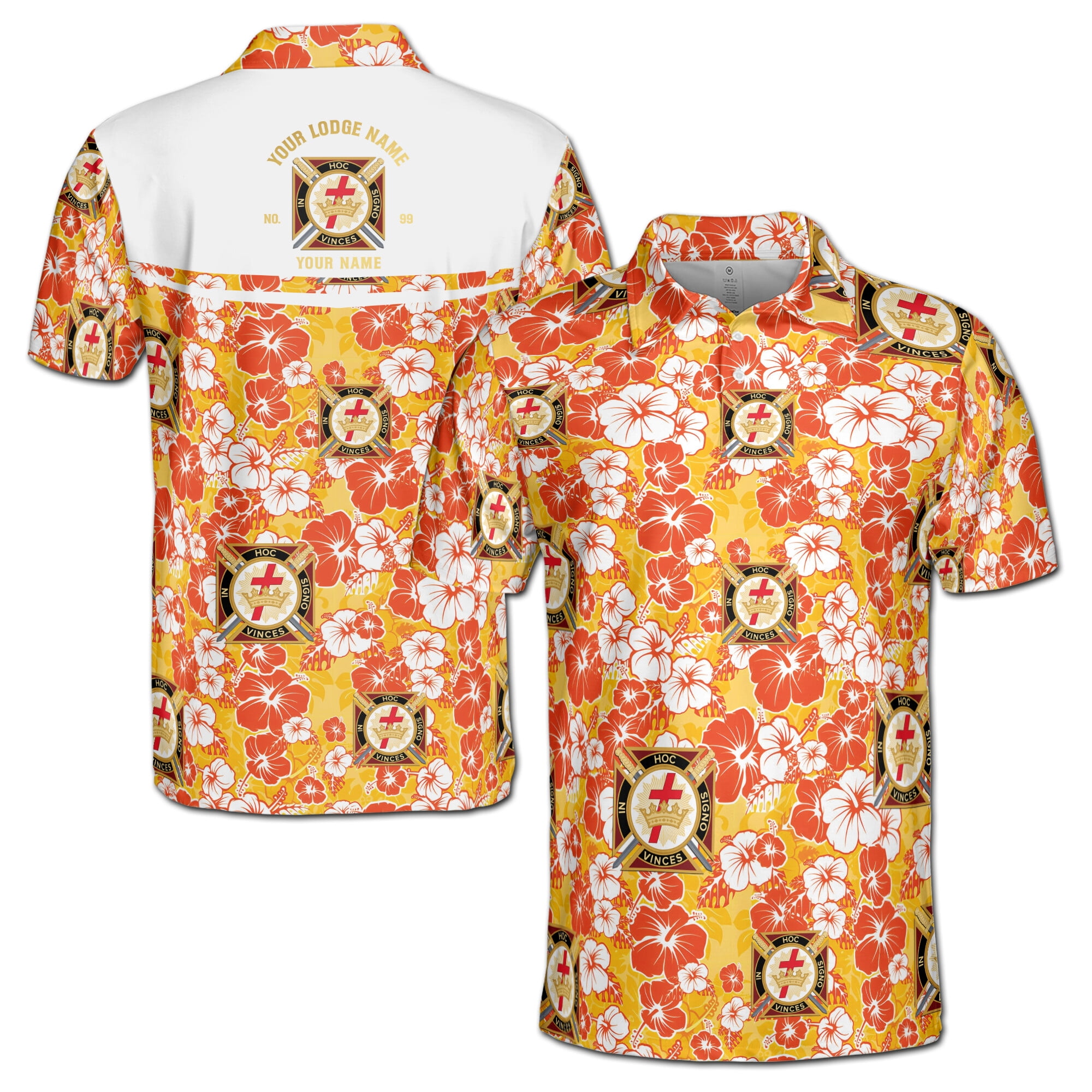 Customized Knights Temple Commandery Masonry Floral Men's Polo Shirt S ...