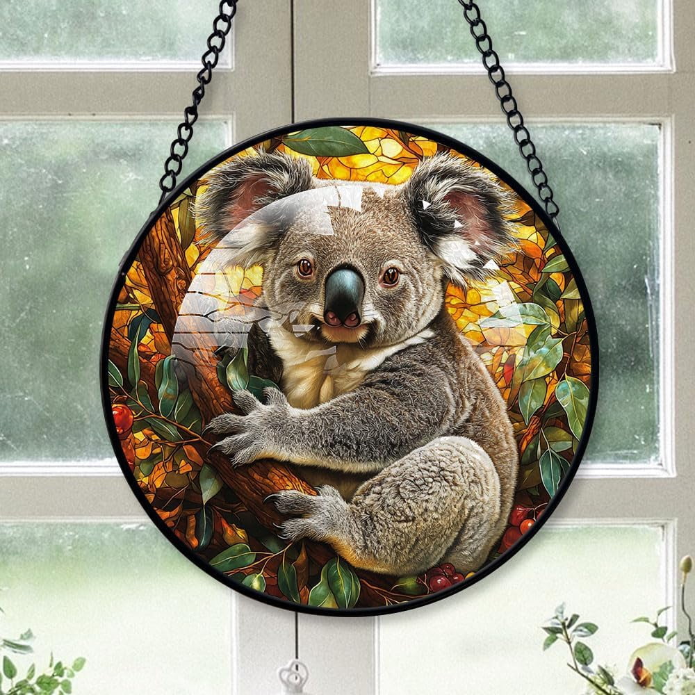 Customized Koala Hanging Stained Glass for Windows 30cm, Koala Hand ...