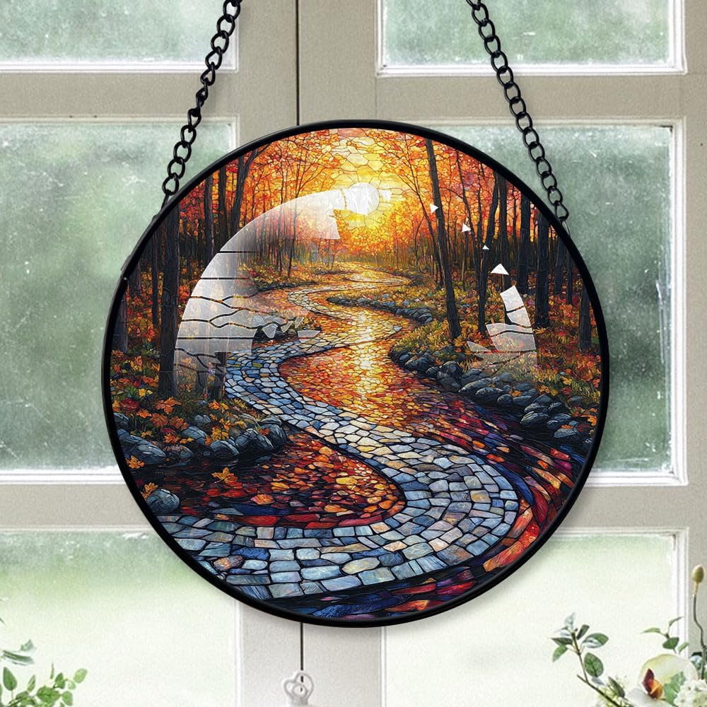 Customized Landscape River Stained Glass, Landscape River Suncatchers ...