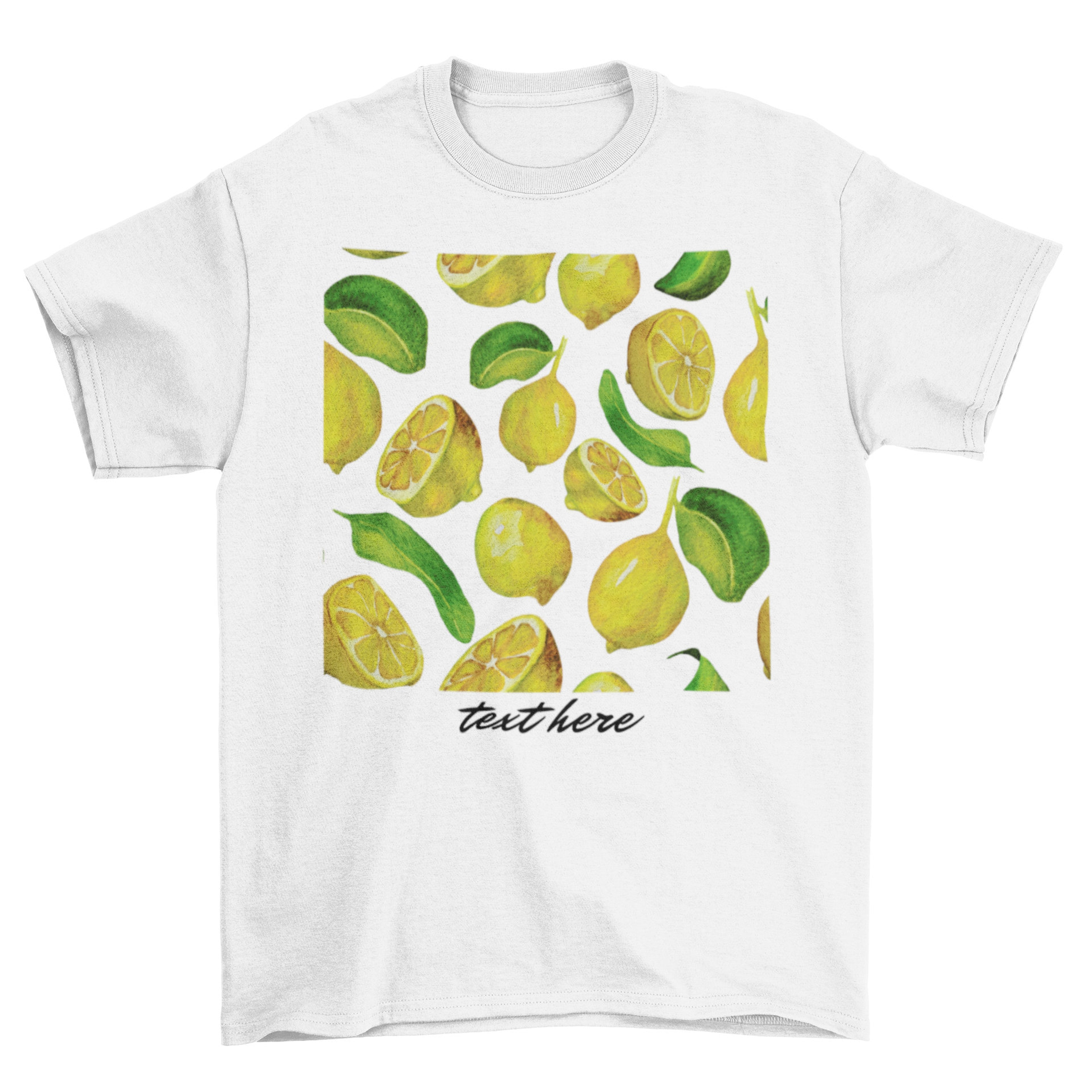 Customized Lemon Pattern Classic T-shirt Cute Fruits Style Lemon Colour ...