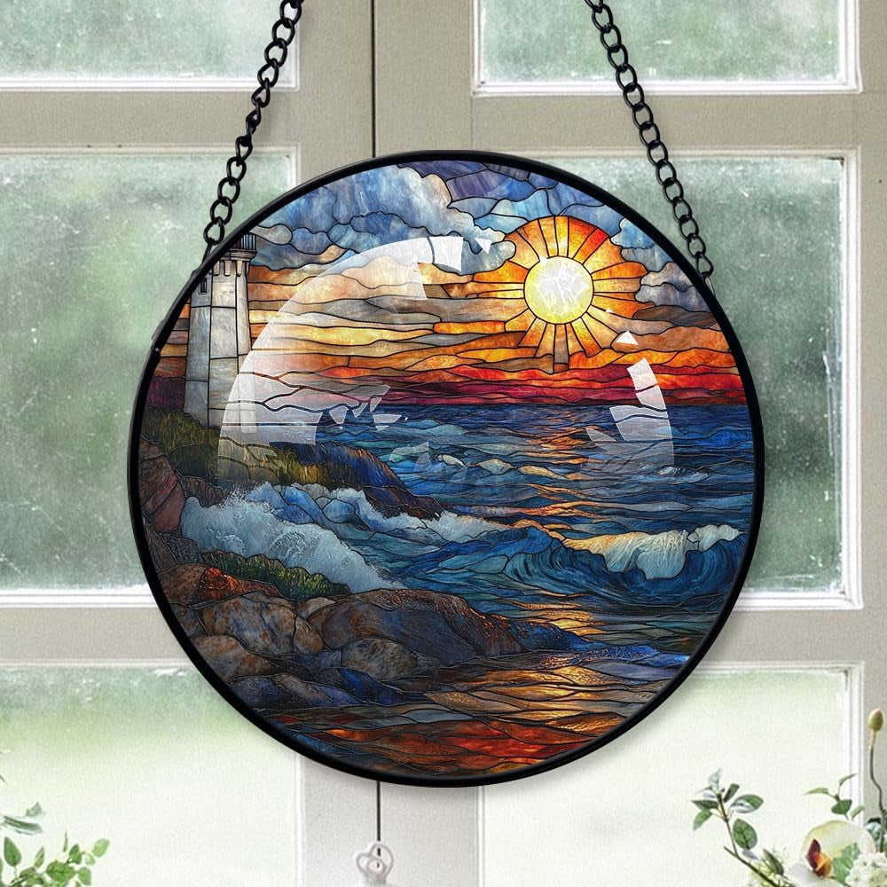 Customized Lighthouse Suncatcher Stained Glass, Lighthouse Gifts for ...