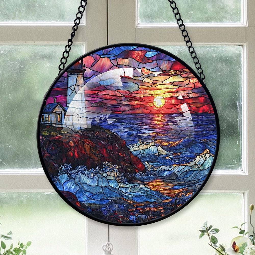 Customized Lighthouse Suncatcher Stained Glass, Lighthouse Gifts for ...