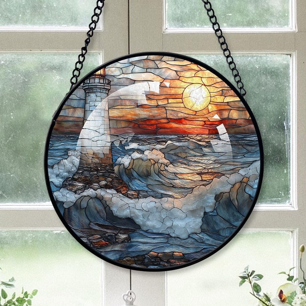 Customized Lighthouse Suncatcher Stained Glass, Lighthouse Gifts for ...