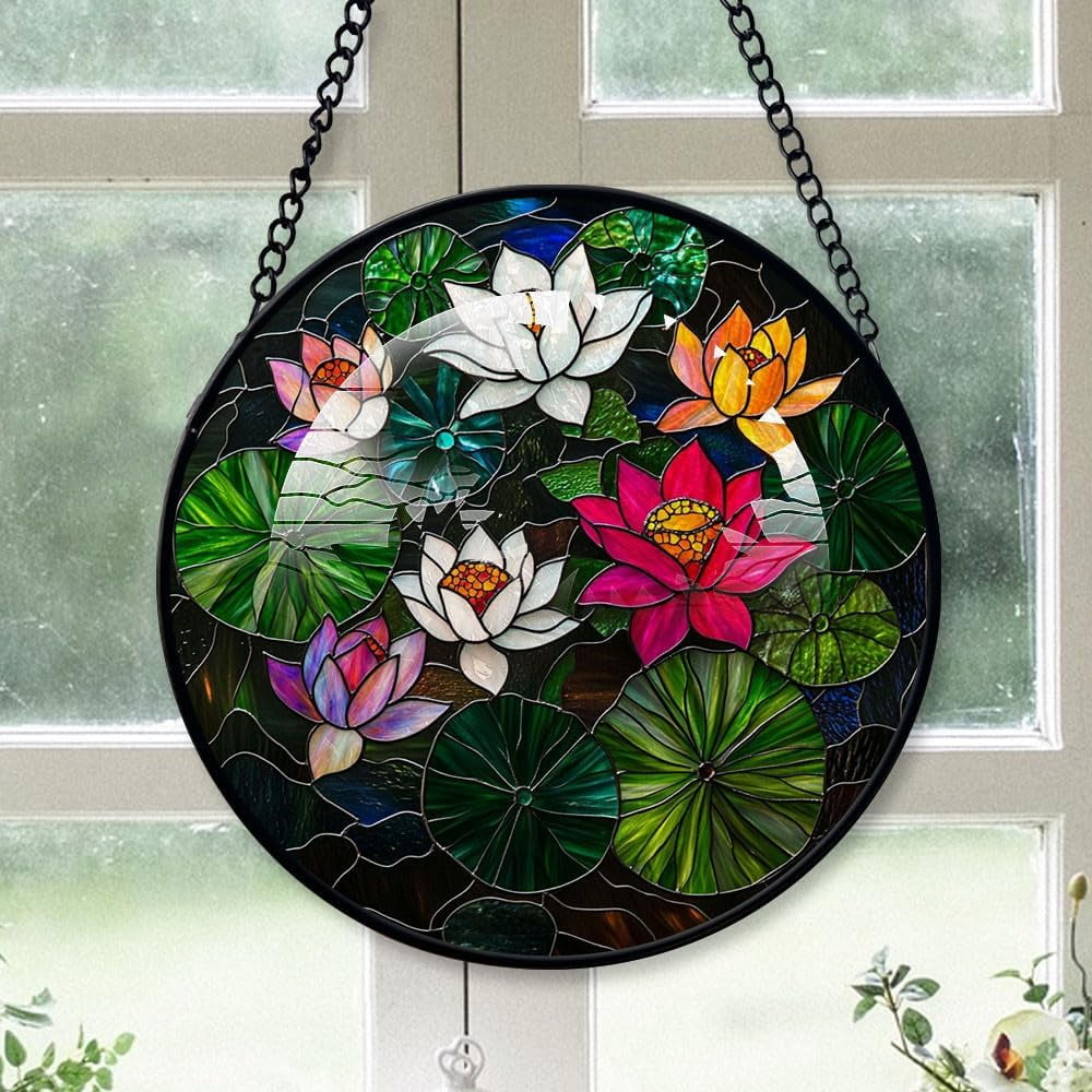 Customized Lotus Flower Stained Glass, Lotus Flower for Christmas Tree ...