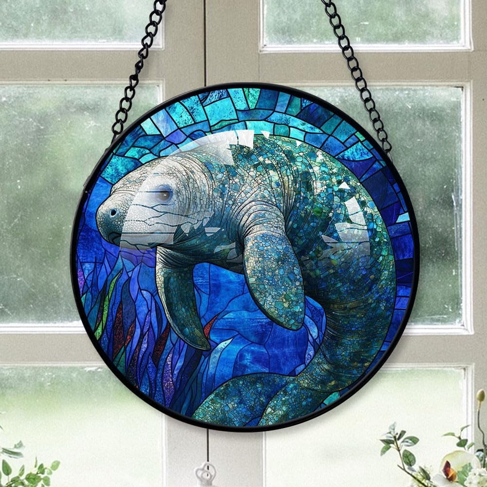Customized Manatees Stained Glass 2025, Manatees for Christmas 2025 ...