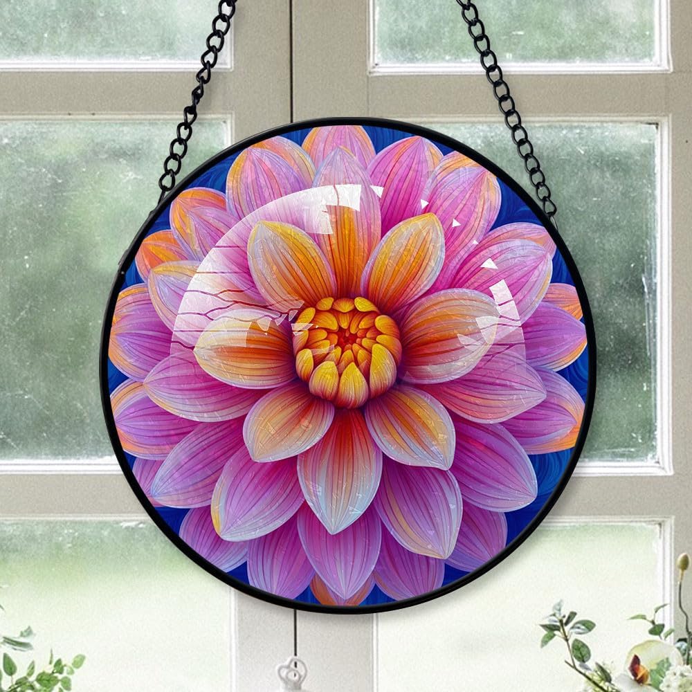 Customized Mandala Hanging Stained Glass for Windows 30cm, Mandala Hand ...