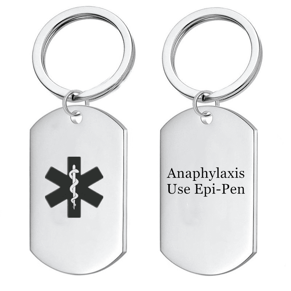 Customized Medical Alert ID Anaphylaxis Awareness Keychain Personalized ...