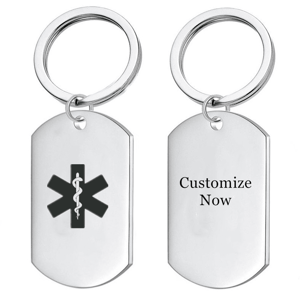 Customized Medical Alert ID Awareness Keychain Personalized Medic Alarm ...