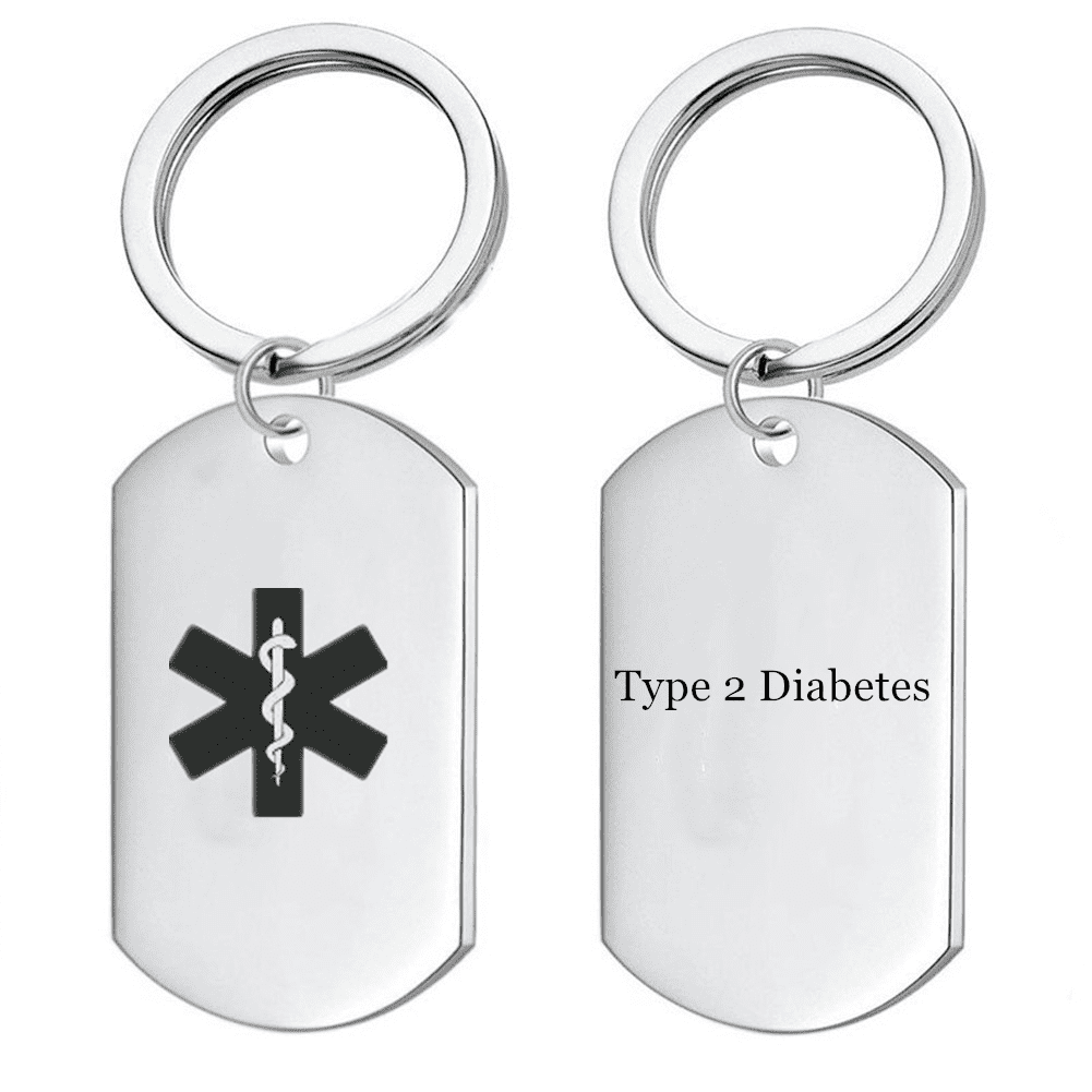 Customized Medical Alert ID Type 2 Diabetes Awareness Keychain ...