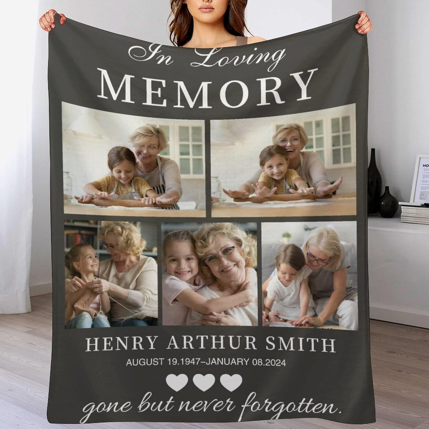 Customized Memorial Blankets with Photos for Loss of Mother Dad Grandma ...