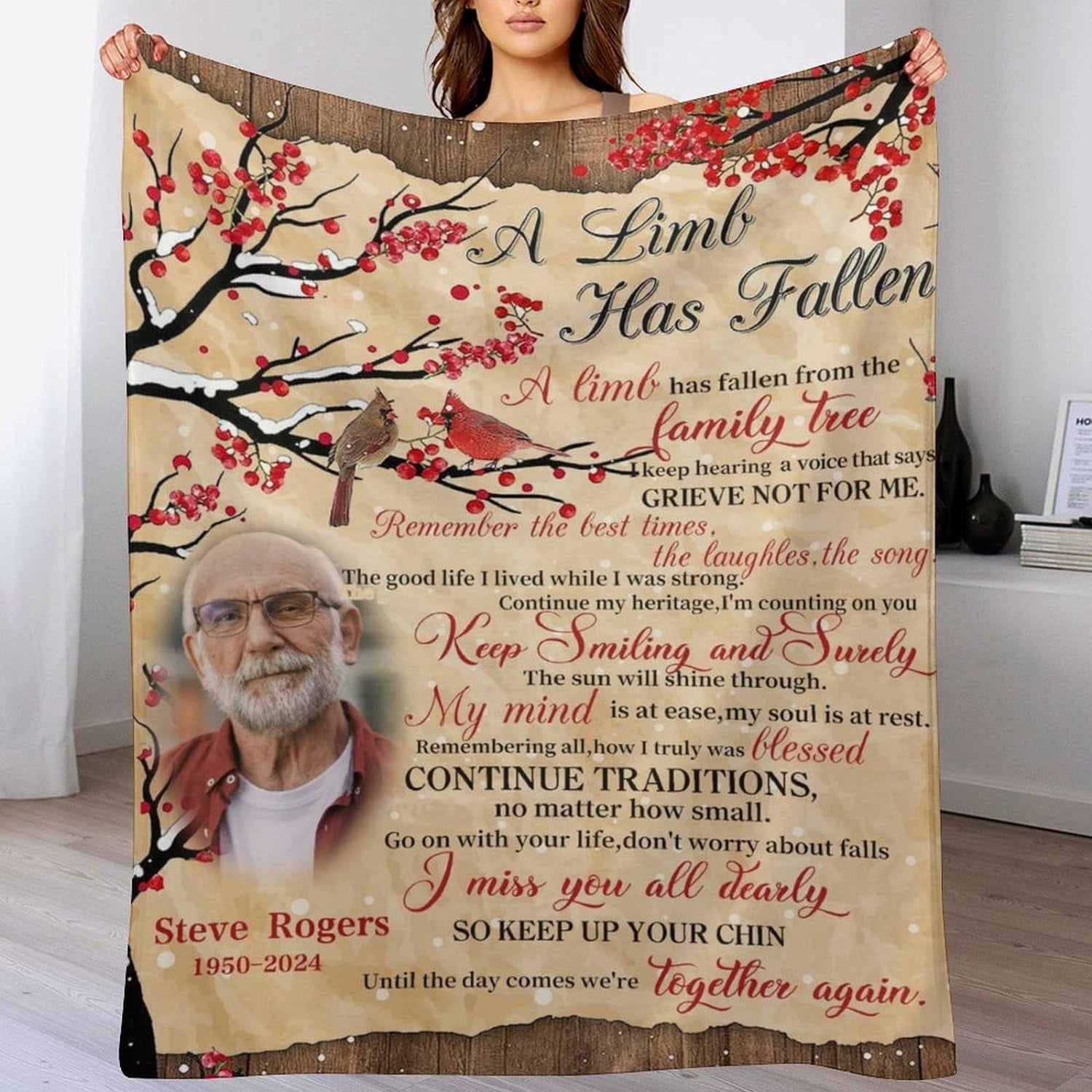 Customized Memorial Blankets with Photos for Loss of Mother Dad Grandma ...