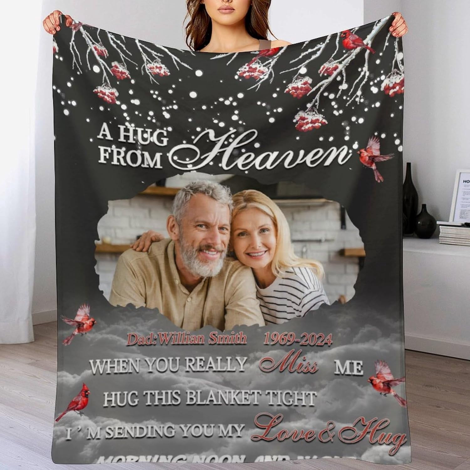 Customized Memorial Blankets with Photos for Loss of Mother Dad Grandma ...