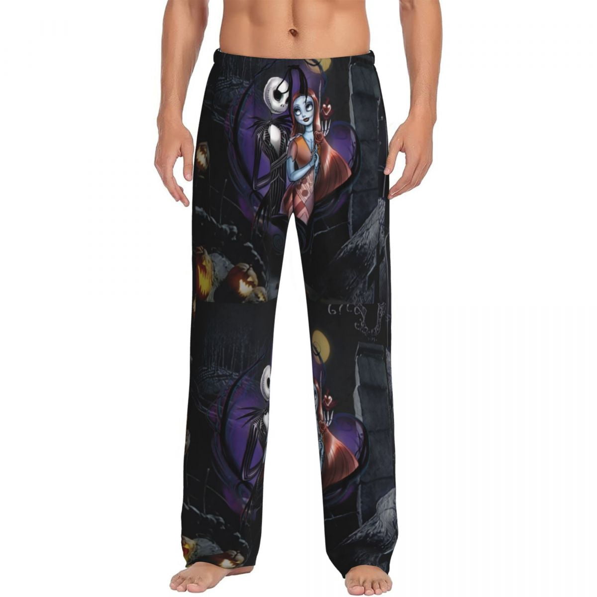 Customized Men's Scary Movie Tim Burton Halloween Skull Pajama Pants ...