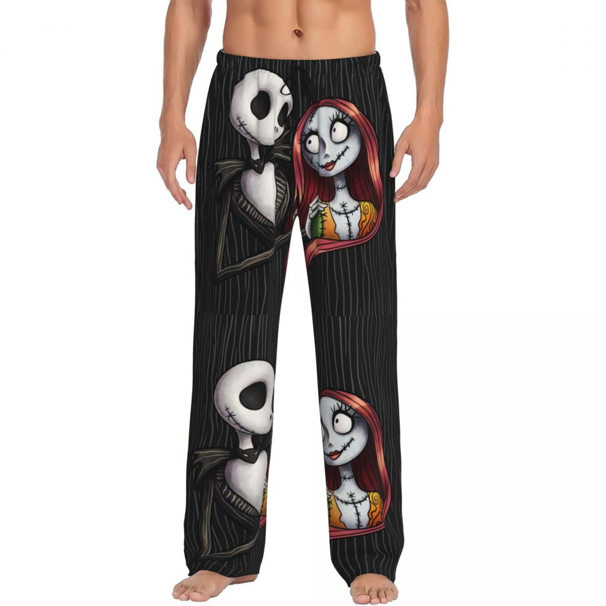 Customized Men's Scary Movie Tim Burton Halloween Skull Pajama Pants ...