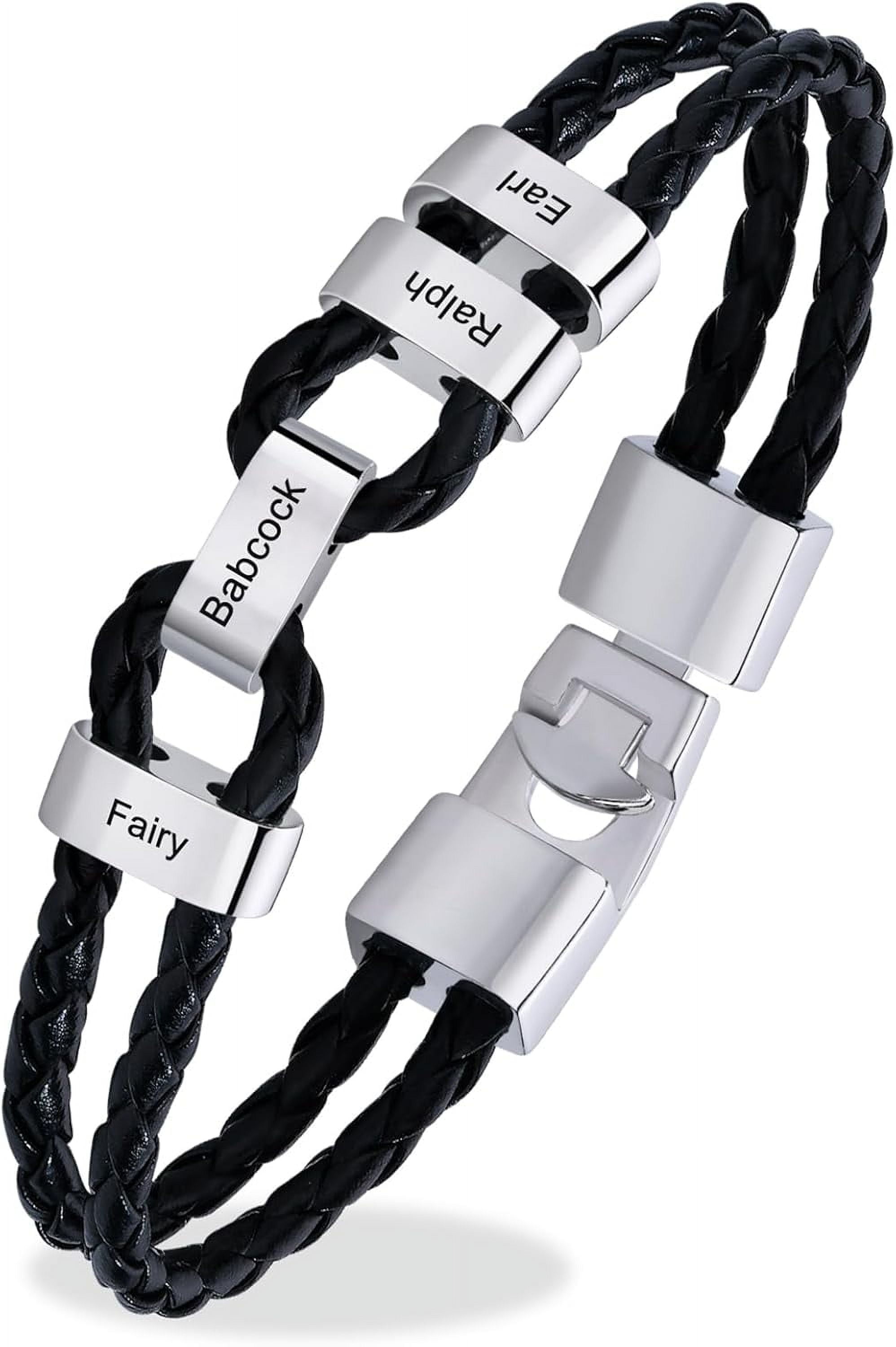 Customized Mens Bracelet with 1-9 Names for Fathers Day Personalized ...