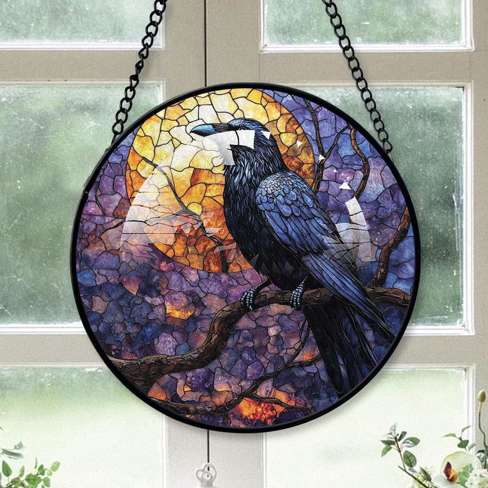 Customized Midnight Crow Stained Glass Window Hangings, Midnight Crow ...