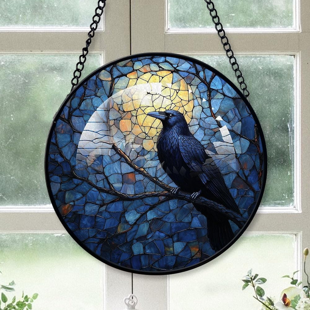 Customized Midnight Crow Suncatcher Stained Glass, Midnight Crow Gifts ...
