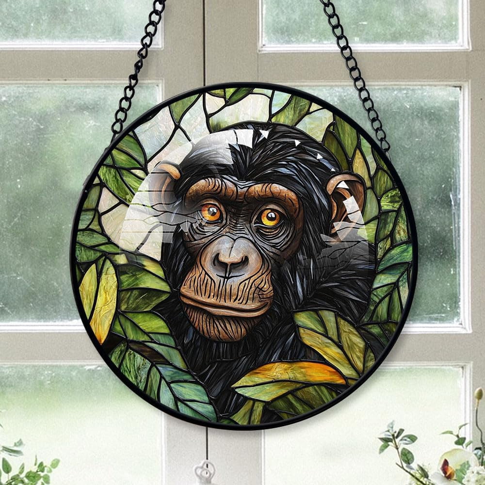 Customized Monkey Suncatcher Stained Glass, Monkey Gifts for Women for ...