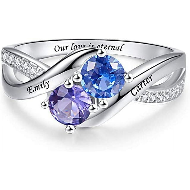 Custom Family Jewelry: 925 Sterling Silver Mothers Ring with 2 Names ...