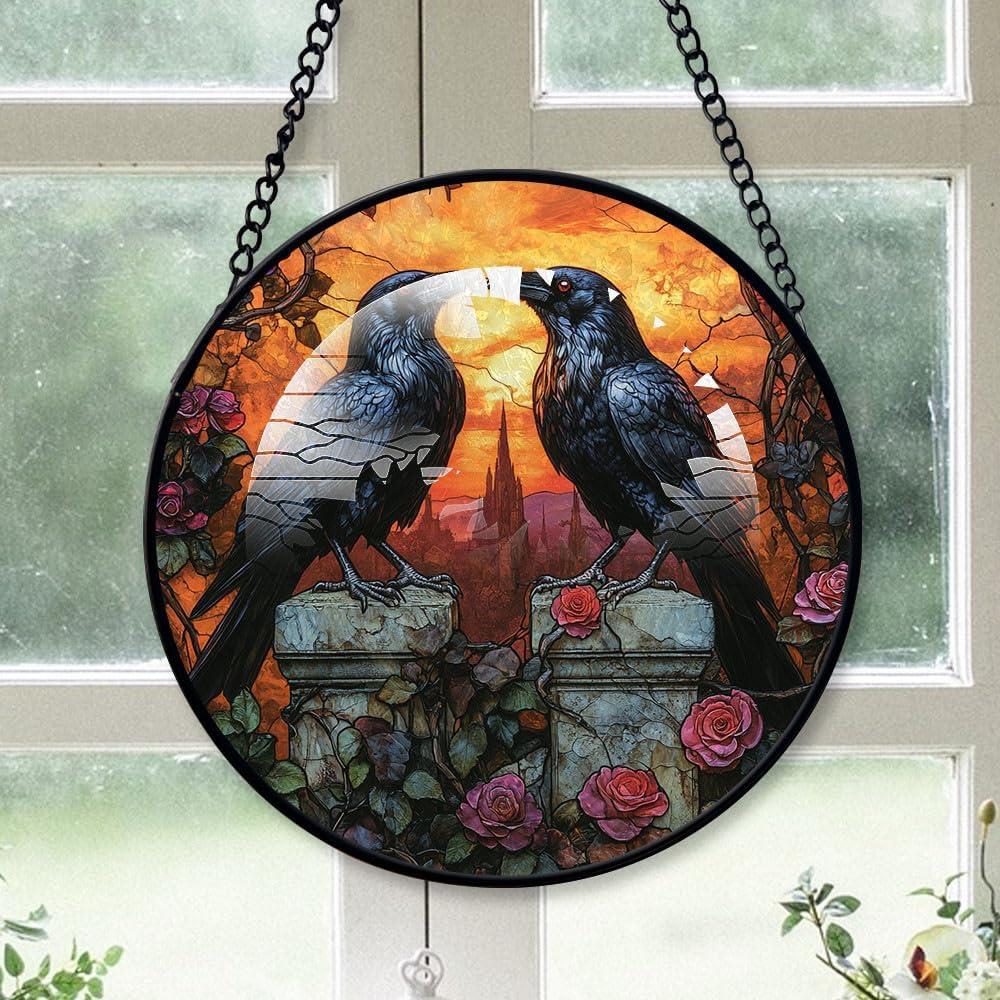 Customized Murder of Crows Stained Glass, Murder of Crows Glass Panel ...
