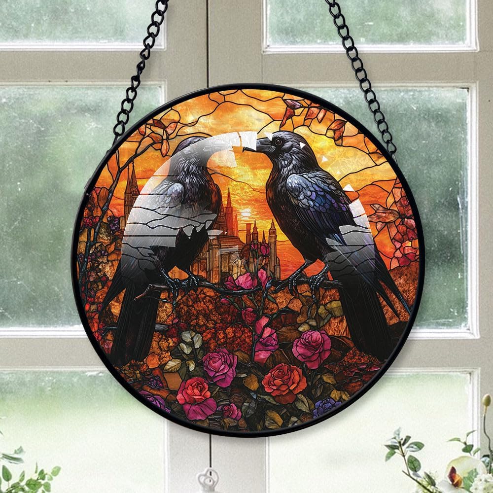 Customized Murder of Crows Suncatcher Stained Glass, Murder of Crows ...