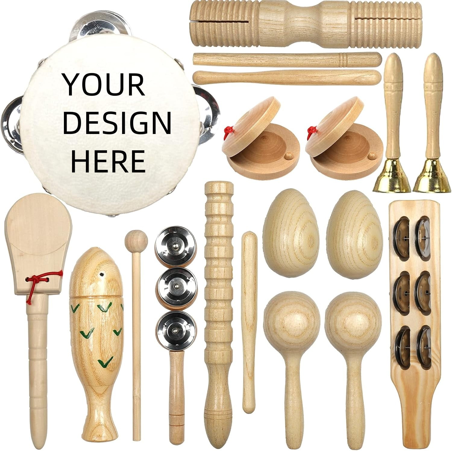Customized Musical Instrument Set, Natural Wood Percussion Sand Mallet ...