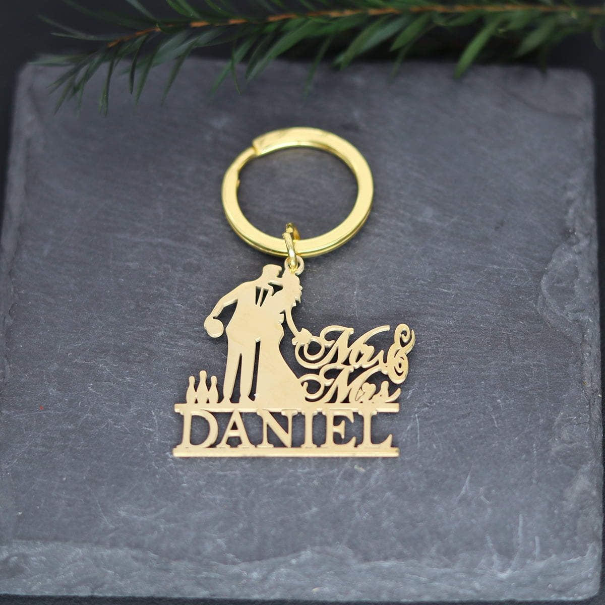Customized Name Bowling Couple Keychain Stainless Steel Wedding Keyring ...