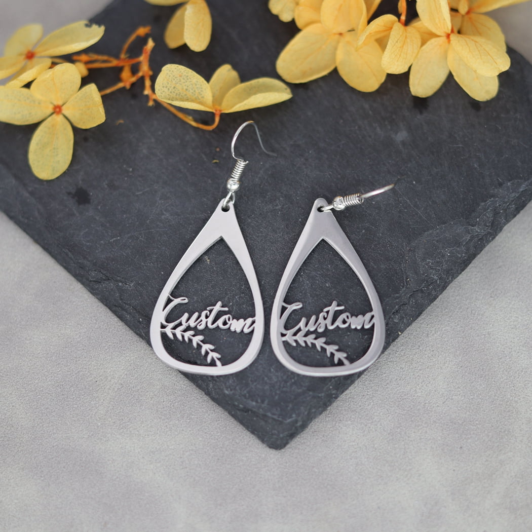 Customized Name Earrings Women's Stainless Steel Personalized Custom ...