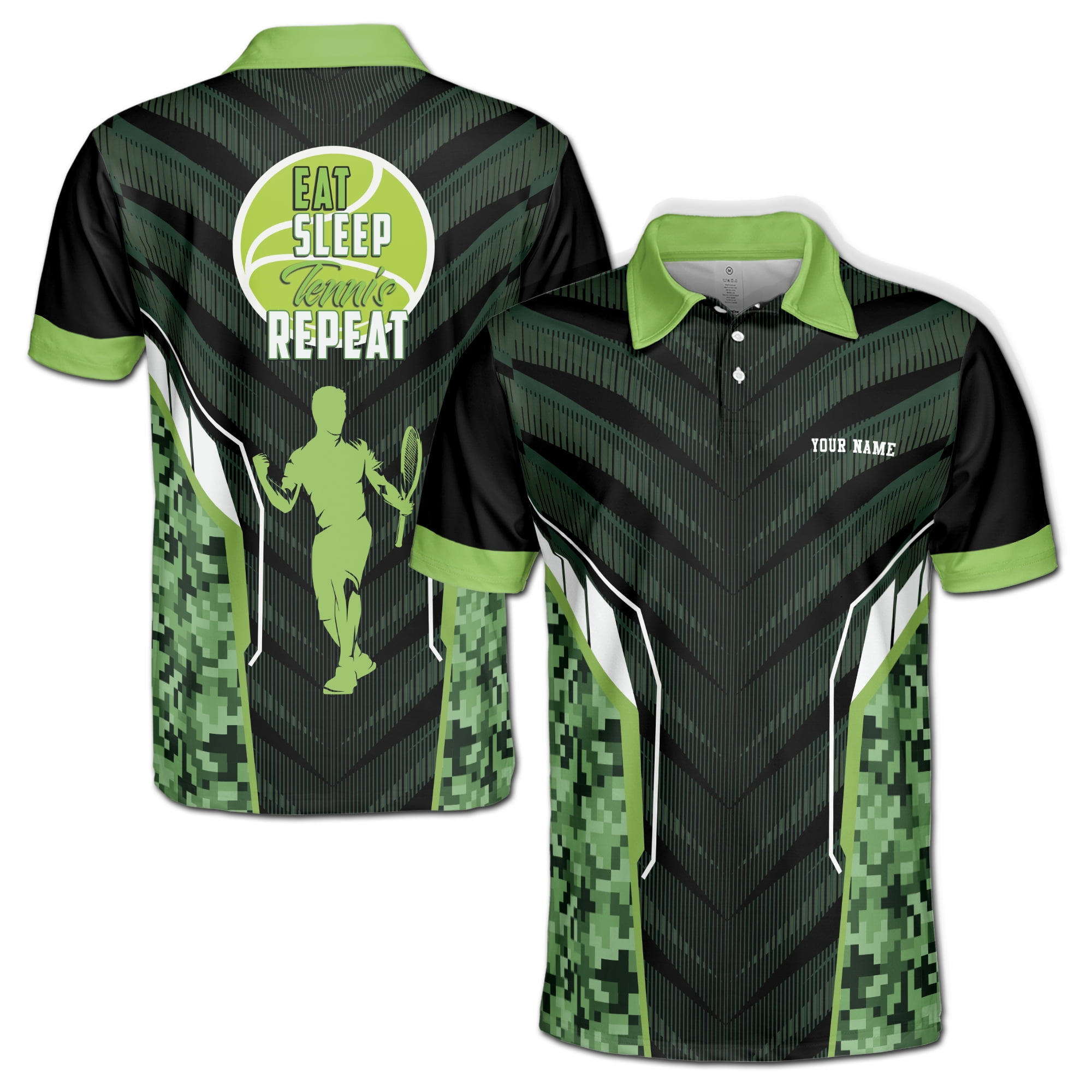 Customized Name Eat Sleep Tennis Repeat Men's Polo S-5XL - Walmart.com