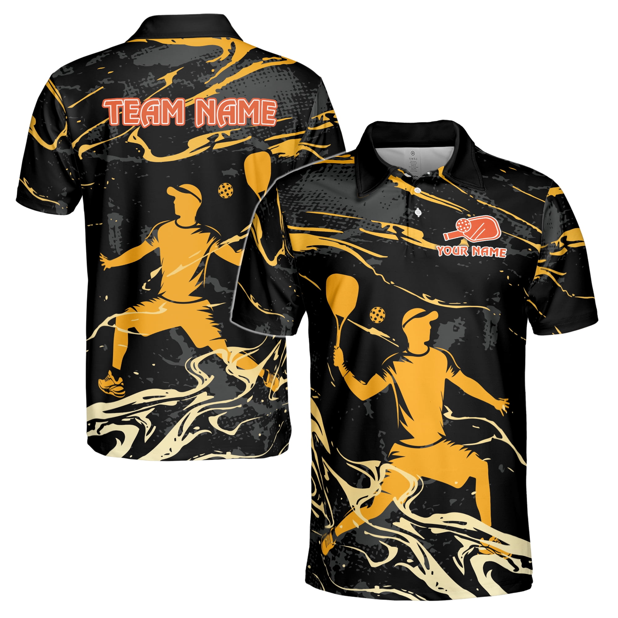 Customized Name Grain Color Pattern Pickleball Team Men's Polo Shirt S ...