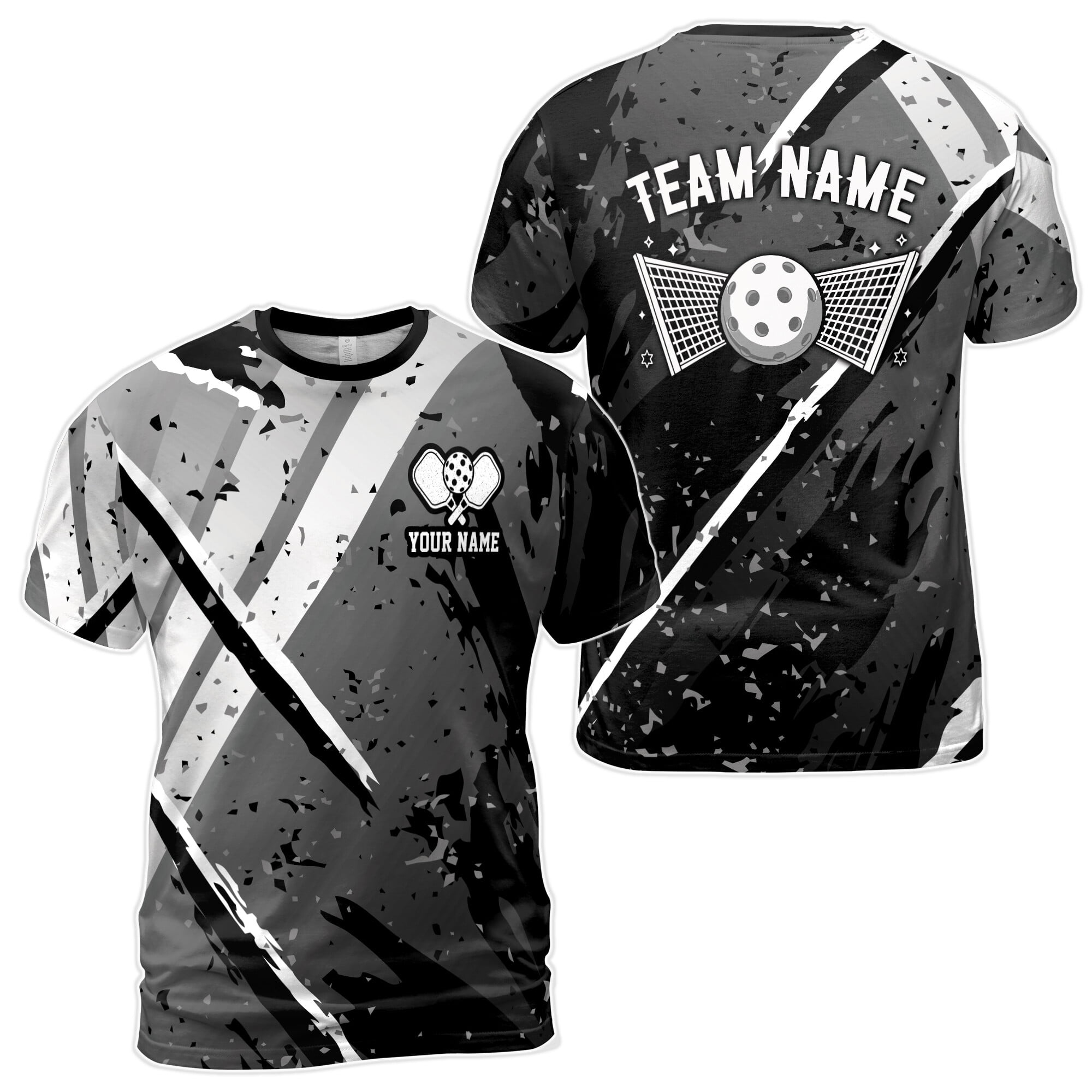 Customized Name Grey Spatter Pickleball Team Play Men's T-Shirt S-5XL ...