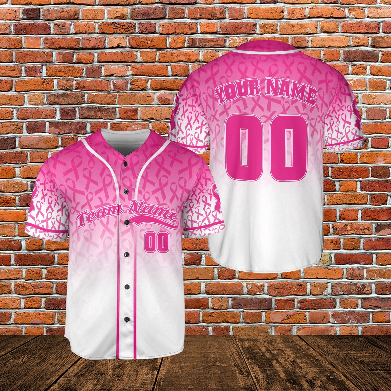 Customized Name Number Team Name Breast Cancer Baseball Jersey, Breast ...