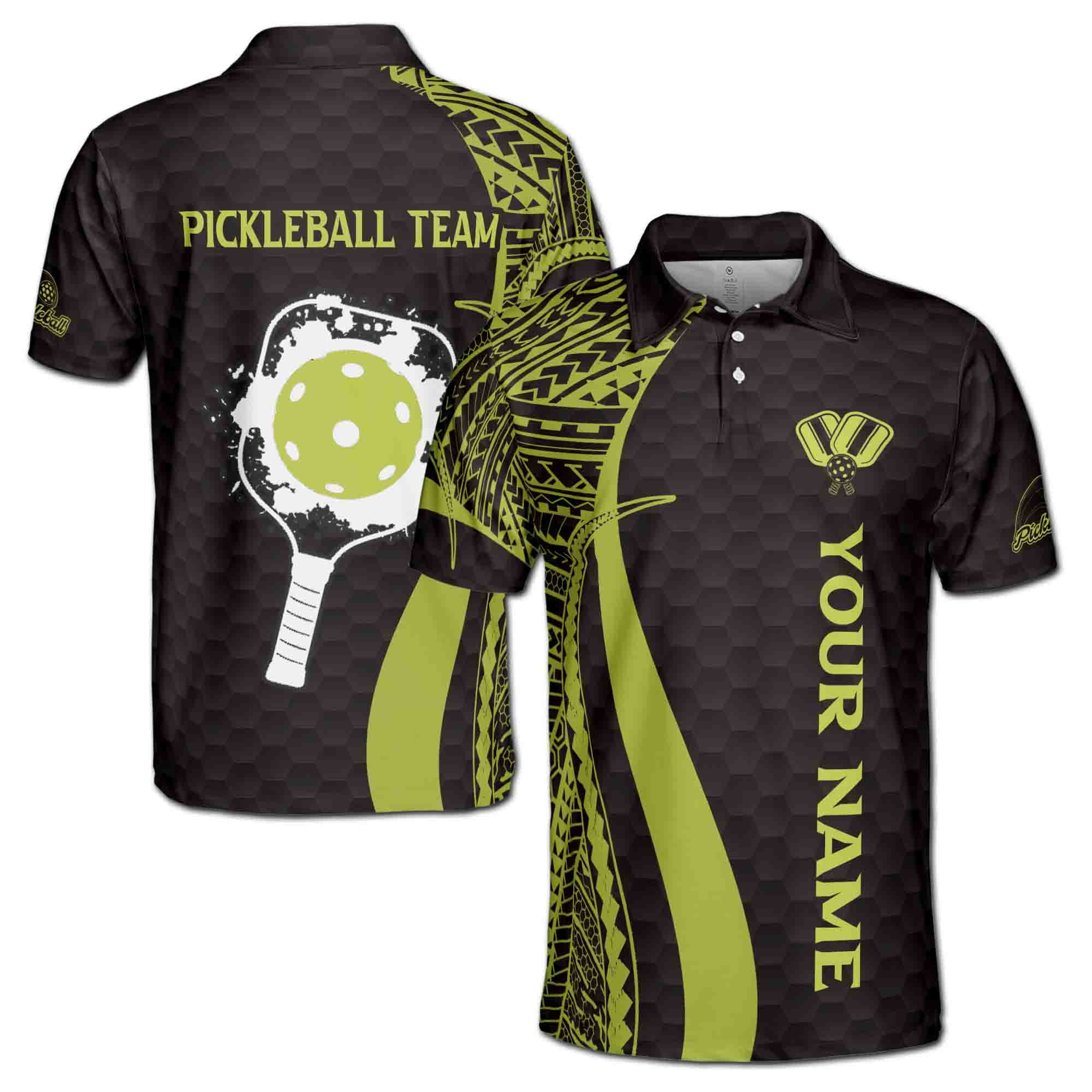 Customized Name Pickleball Paddle Tribal Pattern Men's Polo Shirt S-5XL ...
