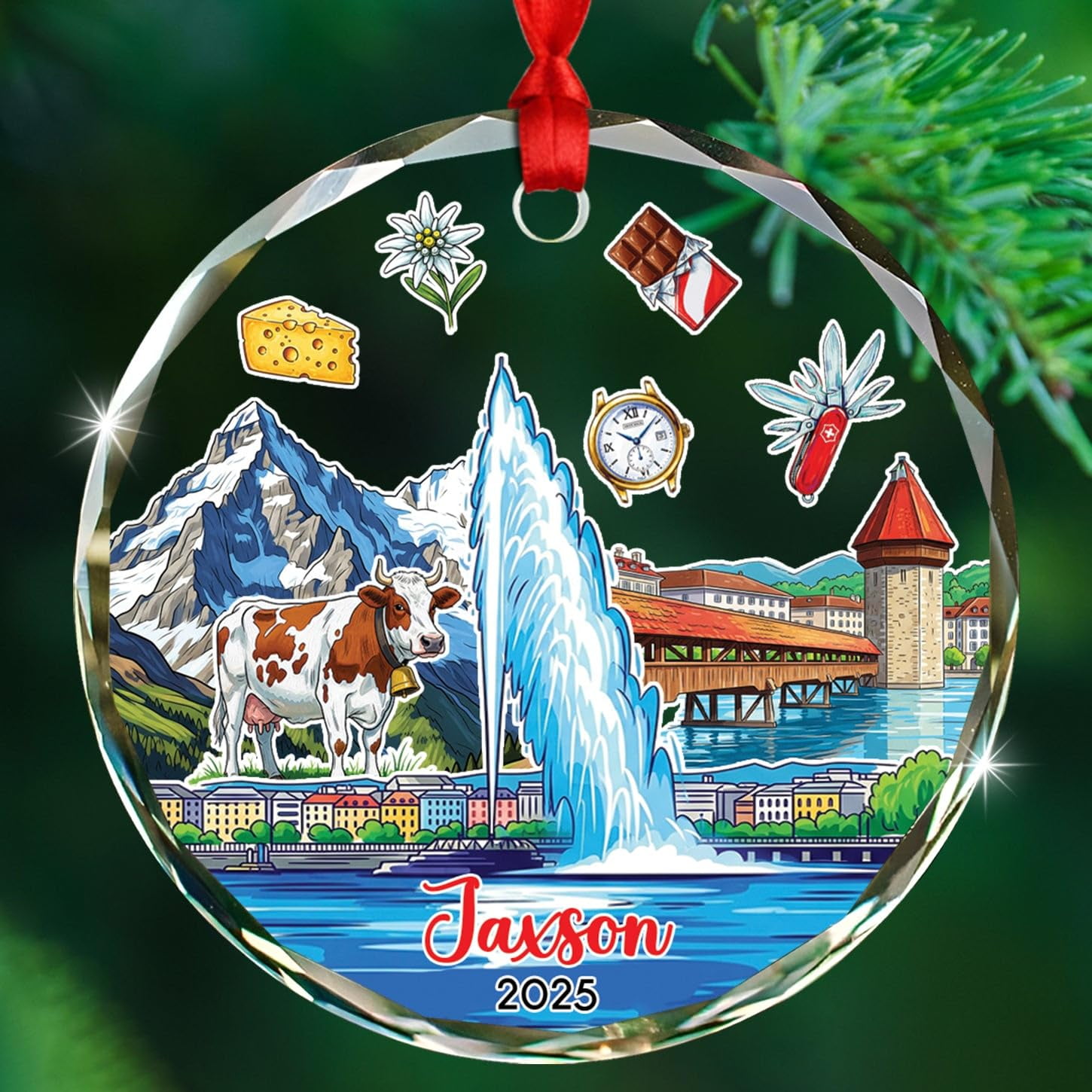 Customized Name Switzerland Landmarks Christmas Ornament Gifts for ...