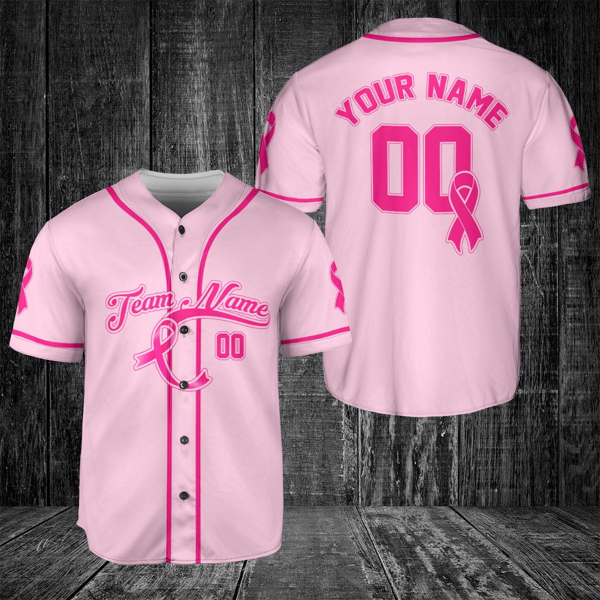 Customized Name Team Name Number Breast Cancer Baseball Jersey, Breast ...
