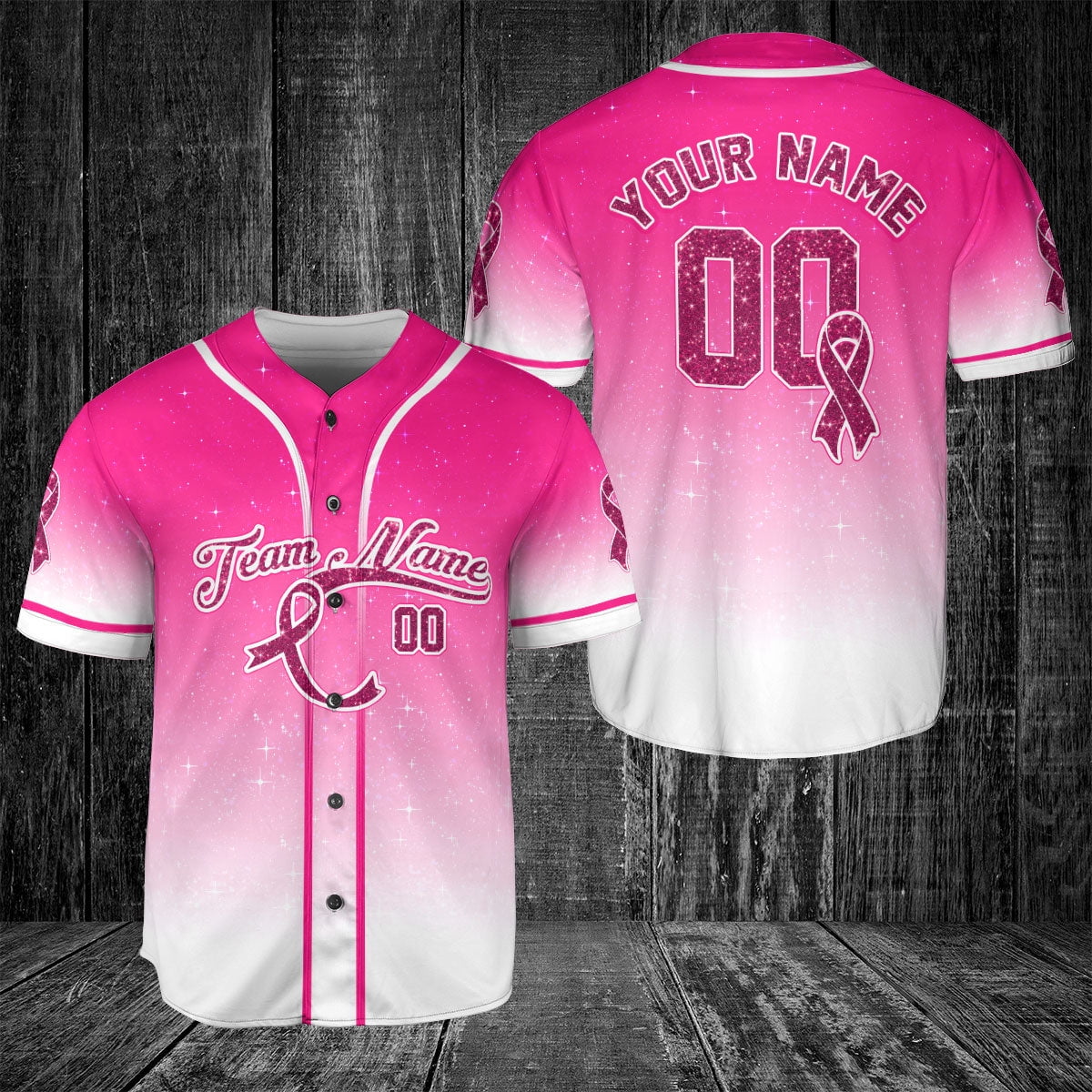 Customized Name Team Name Number Breast Cancer Baseball Jersey, Breast ...