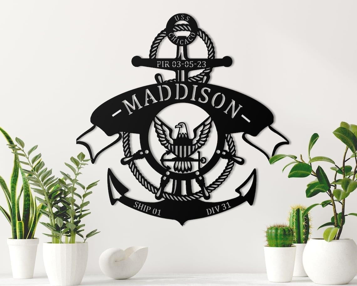 Customized Navy Anchor Sign, Anchor Decor, Navy, Ship Decor, Graduation ...