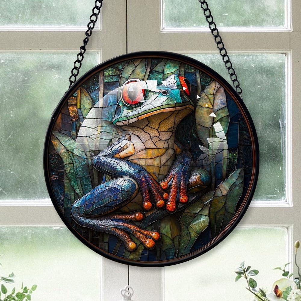 Customized Neon Frog Stained Glass, Neon Frog Suncatchers, Neon Frog ...