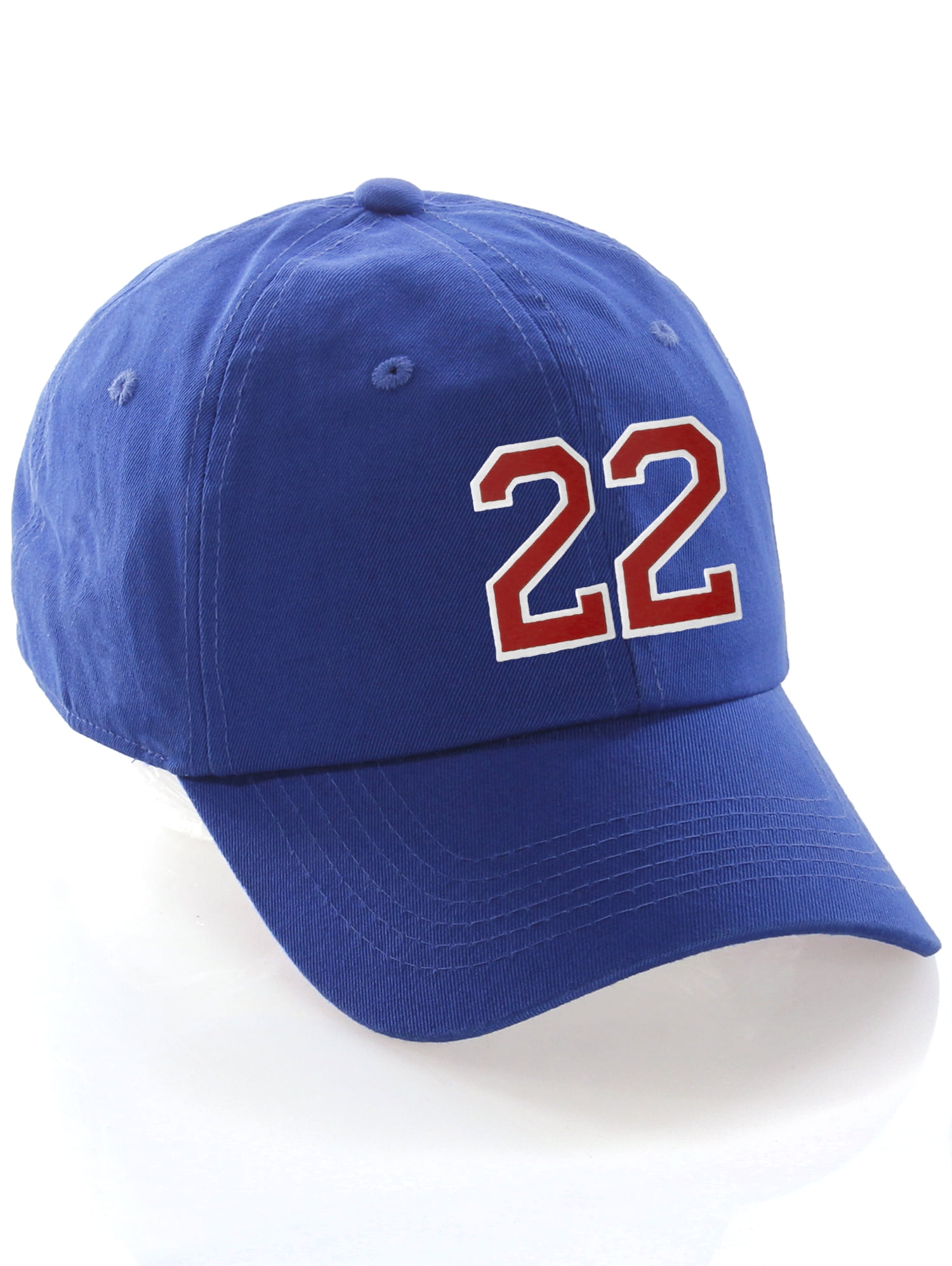 Customized Number Hat 00 to 99 Team Colors Baseball Cap, Blue Hat White ...