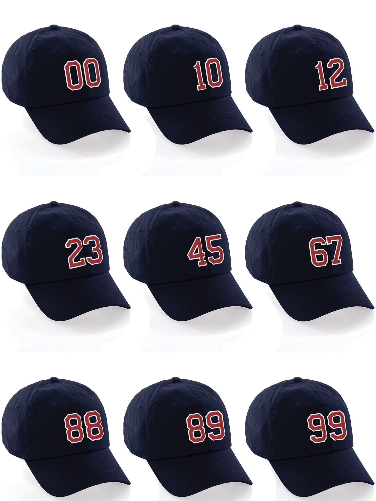 Customized Number Hat 00 to 99 Team Colors Baseball Cap, Navy Hat White ...