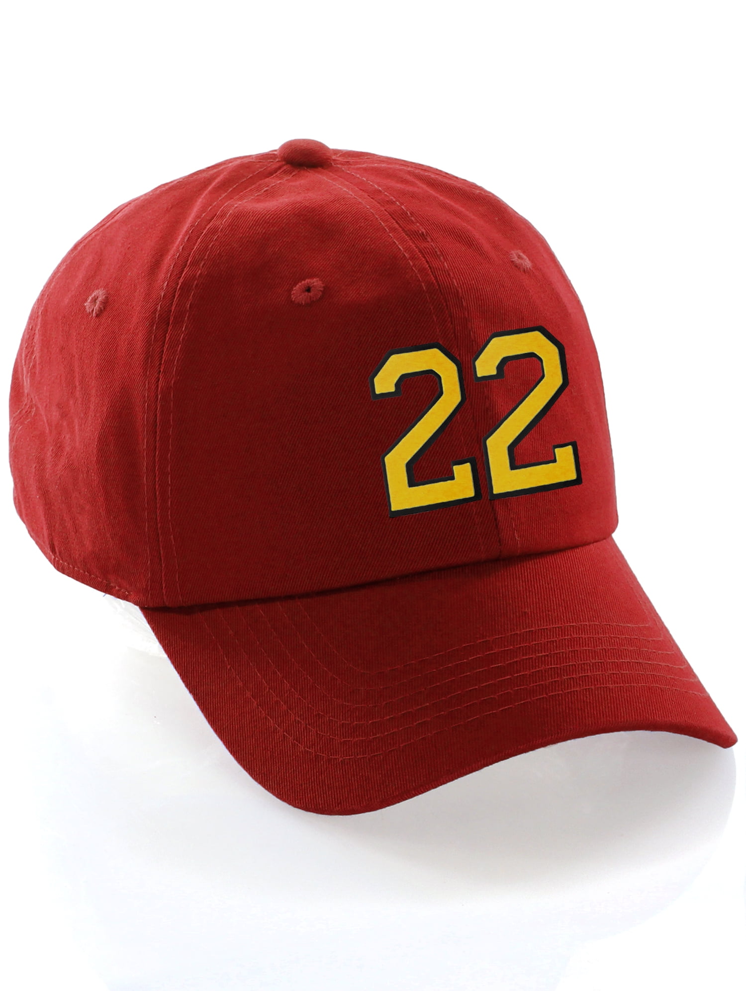 Customized Number Hat 00 to 99 Team Colors Baseball Cap, Red Hat Black ...