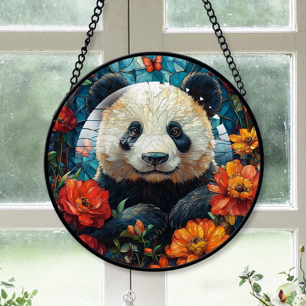 Customized Panda Suncatcher Stained Glass, Panda Gifts for Women for ...
