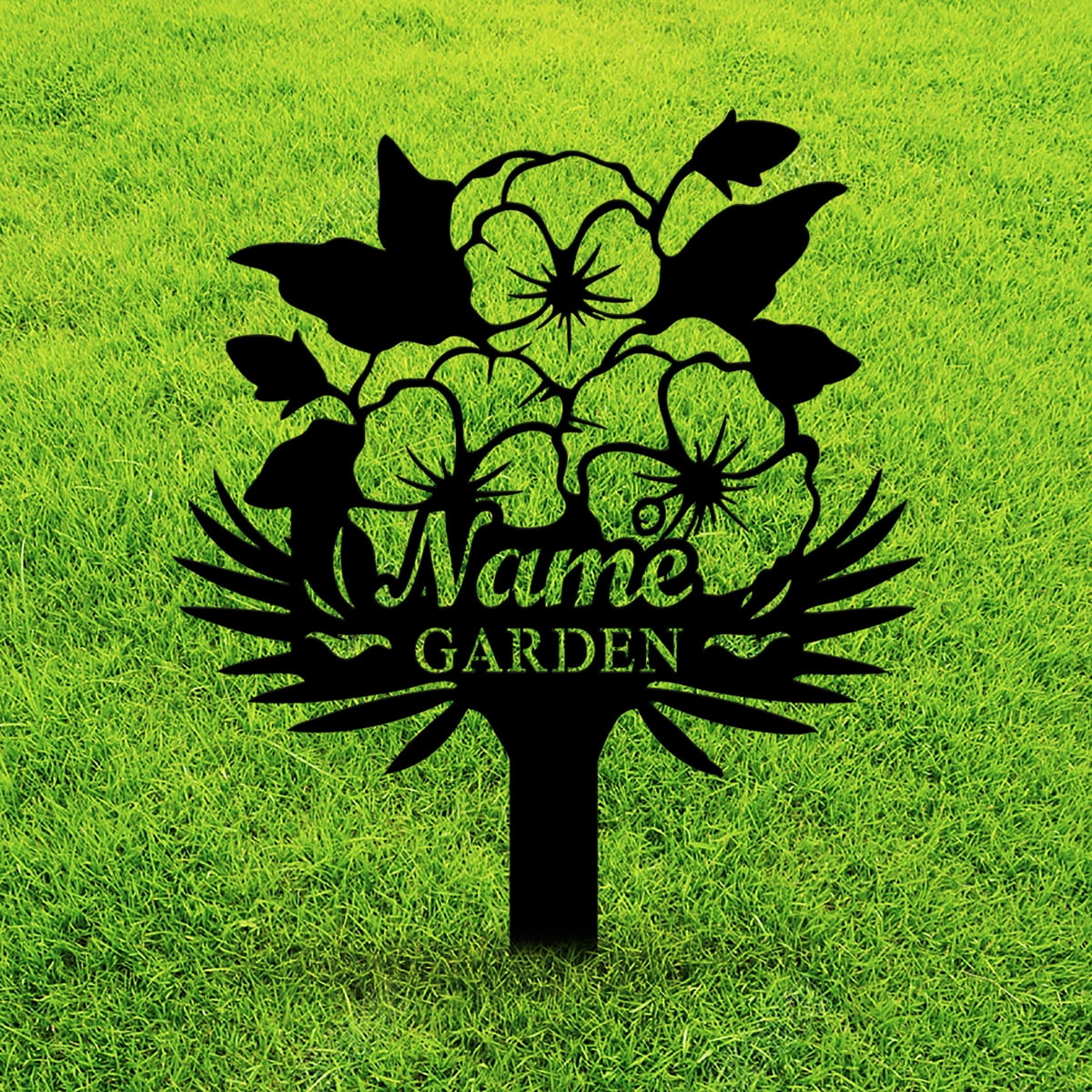 Customized Pansies Garden Flower Metal Stake, Pansy Flower Metal Garden ...