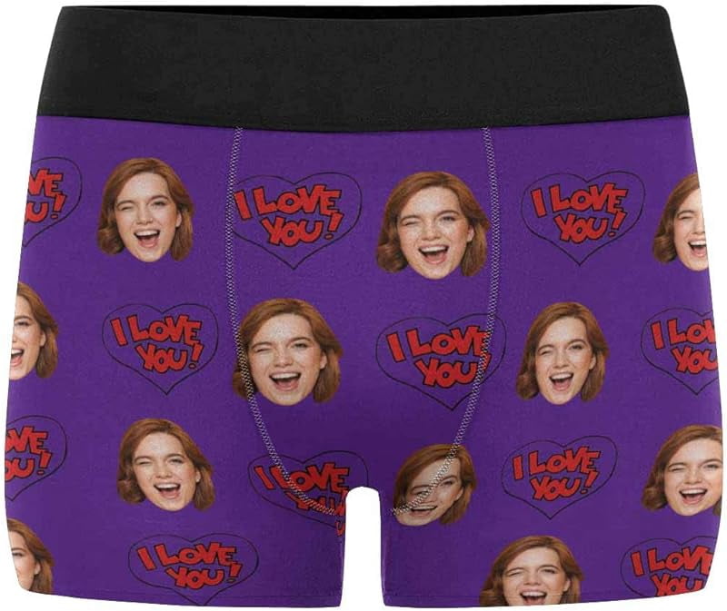 Customized Personality Yellow I Love U Photo Face Full Print Men Brief ...
