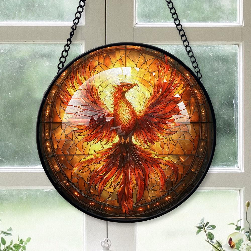 Customized Phoenix Stained Glass, Phoenix Suncatchers, Phoenix Window ...
