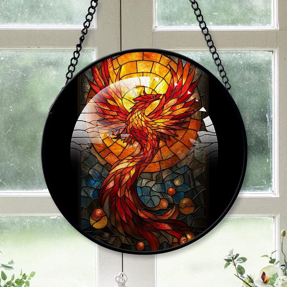 Customized Phoenix Stained Glass, Phoenix Suncatchers, Phoenix Window ...